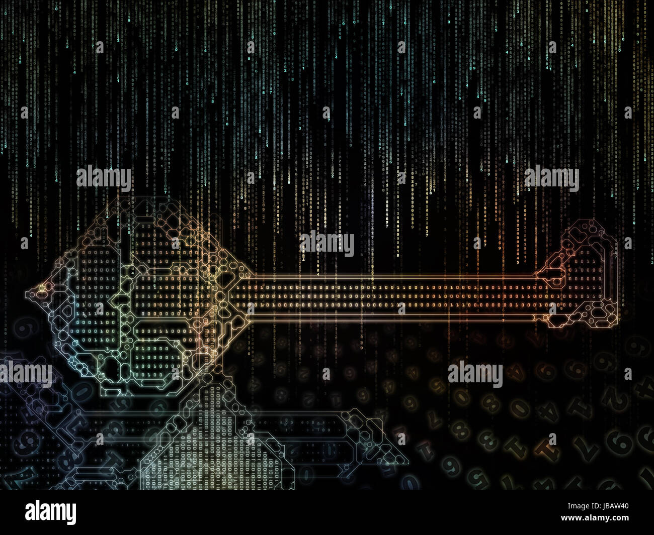 Encryption Key series. Composition of stylized key and number symbols ...