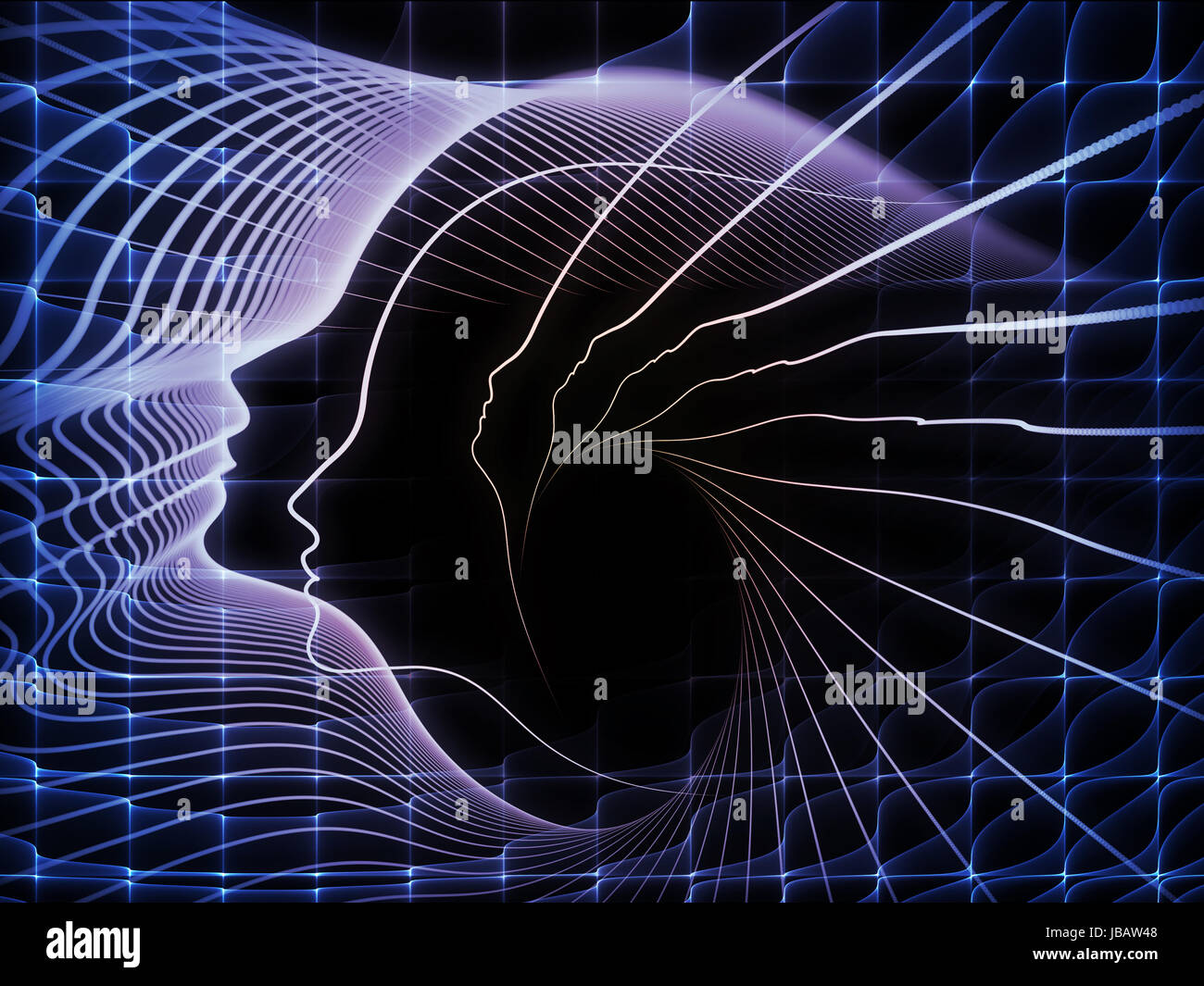 Geometry of Soul series. Composition of profile lines of human head on ...