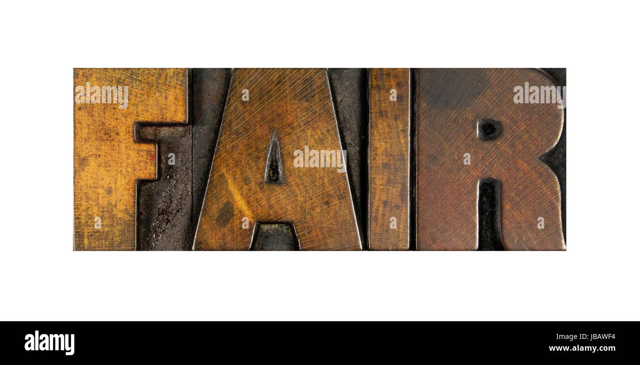 The word FAIR written in vintage letterpress type Stock Photo - Alamy
