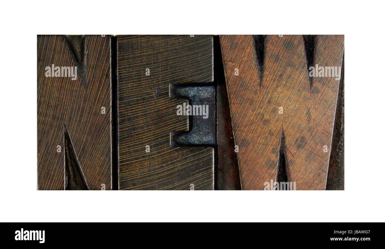 The word NEW written in vintage letterpress type Stock Photo - Alamy