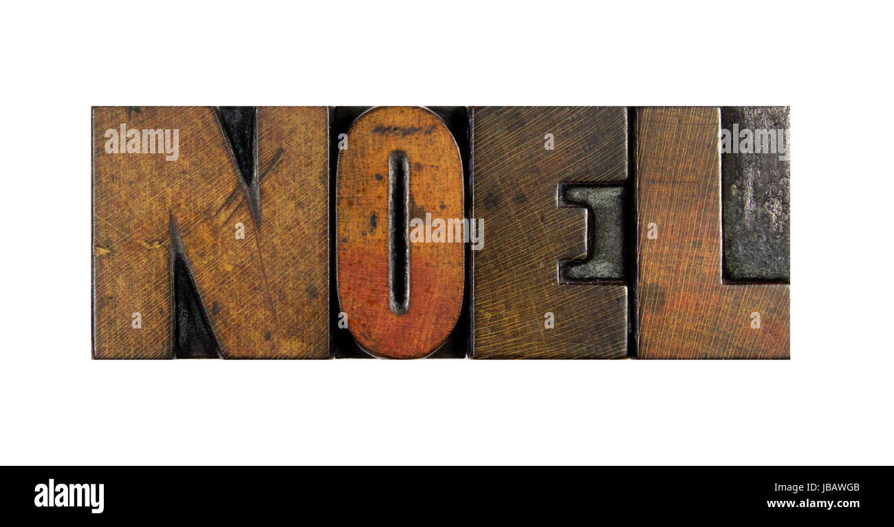 The word NOEL written in vintage letterpress type Stock Photo - Alamy