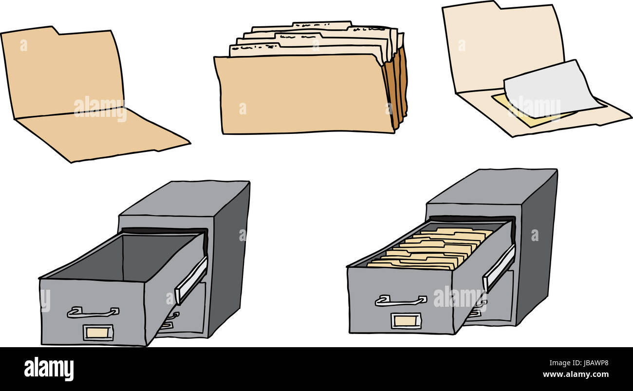 Folders, documents and filing cabinets over white background Stock ...