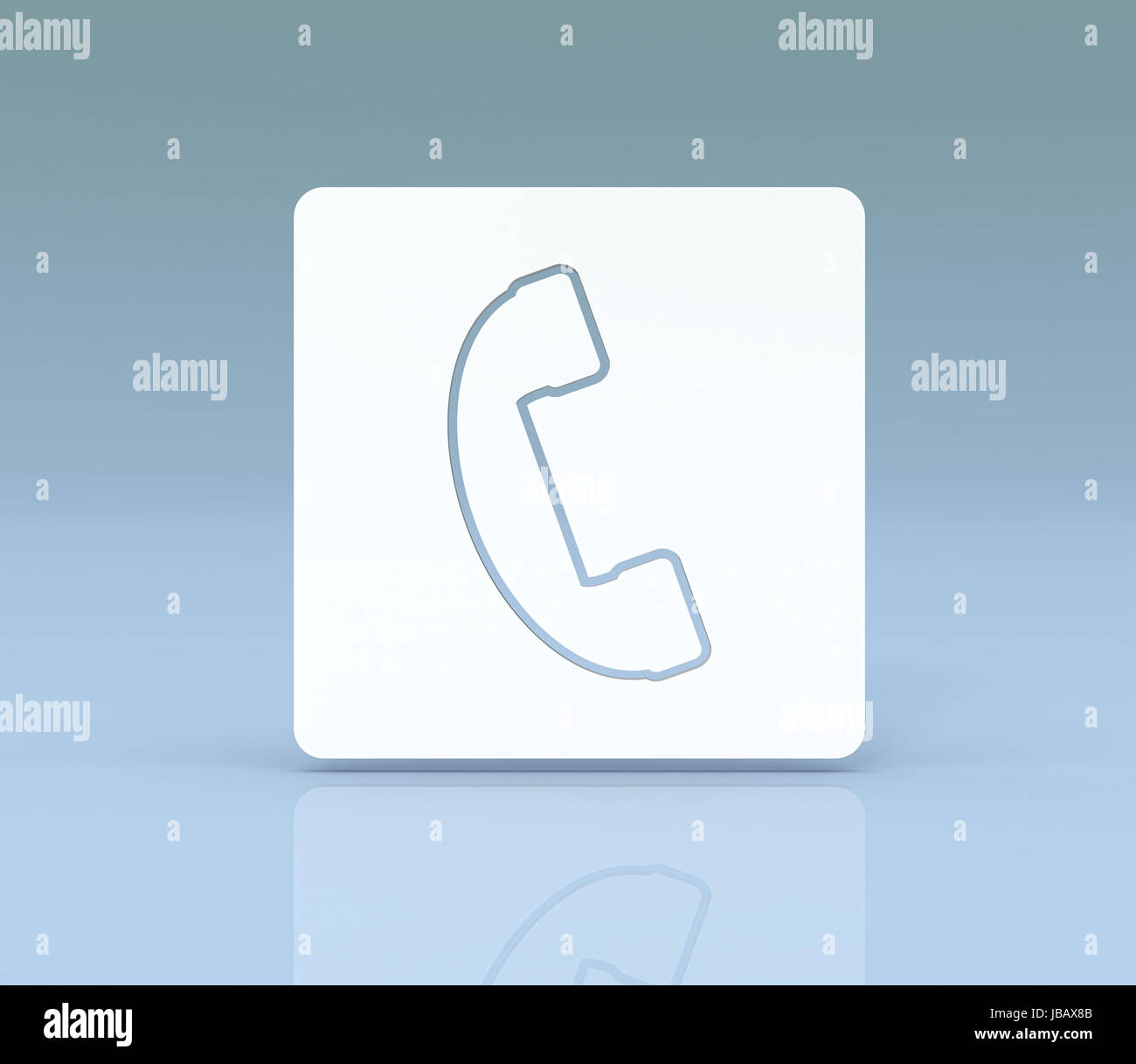 front view of a phone icon on blue background (3d render Stock Photo ...