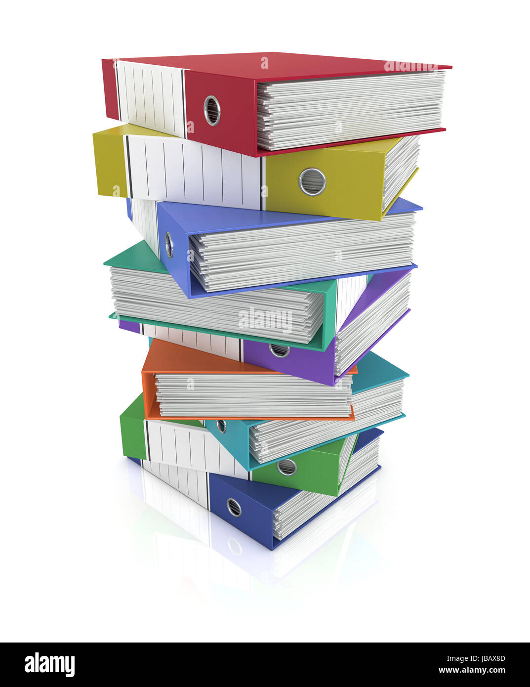one stack of coloured office binders (3d render Stock Photo - Alamy