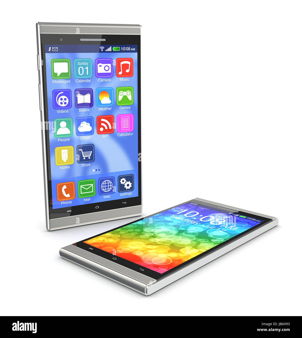 closeup of two modern smartphones (3d render Stock Photo - Alamy