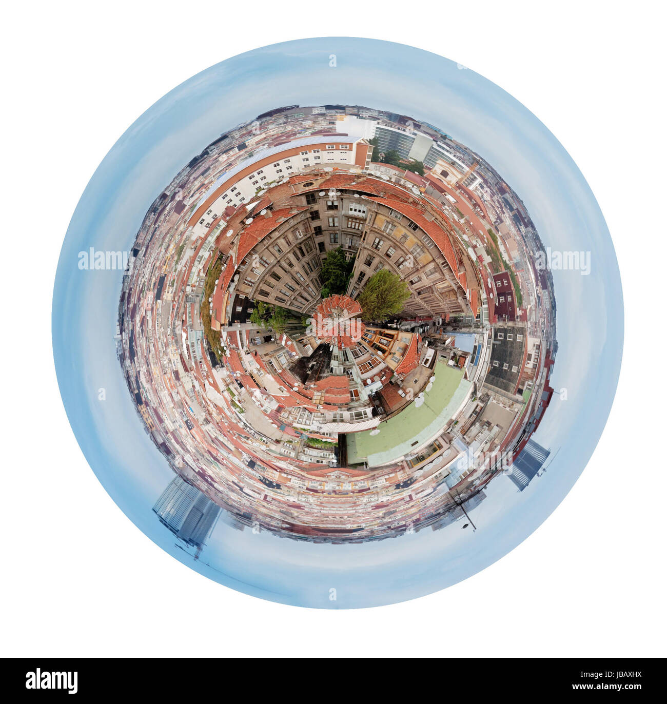 little planet - urban spherical panorama residential district in ...