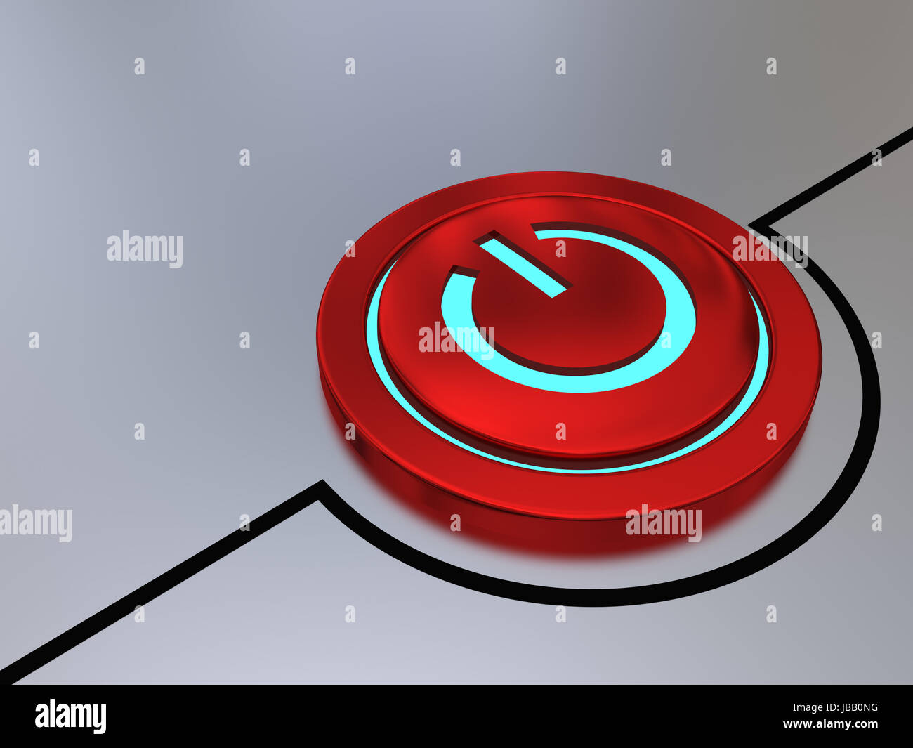 Red on-off button illustration with glowing blue light Stock Photo - Alamy