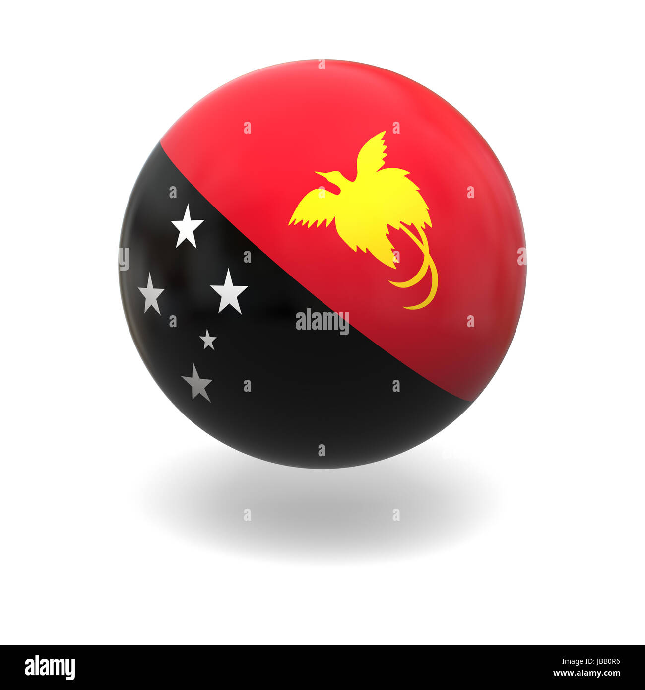 National flag of Papua New Guinea on sphere isolated on white ...