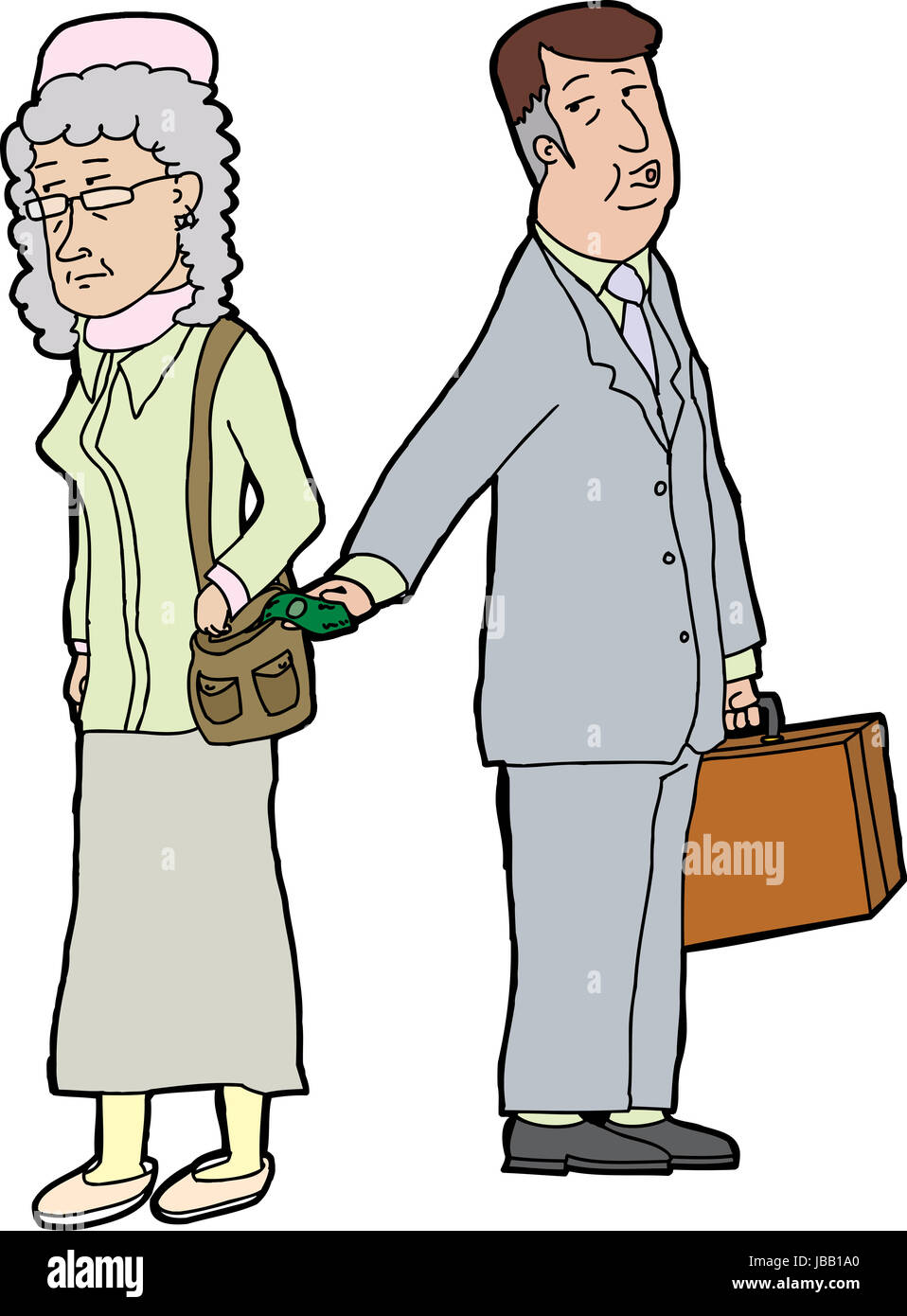 Whistling business man stealing money from elderly woman Stock Photo ...