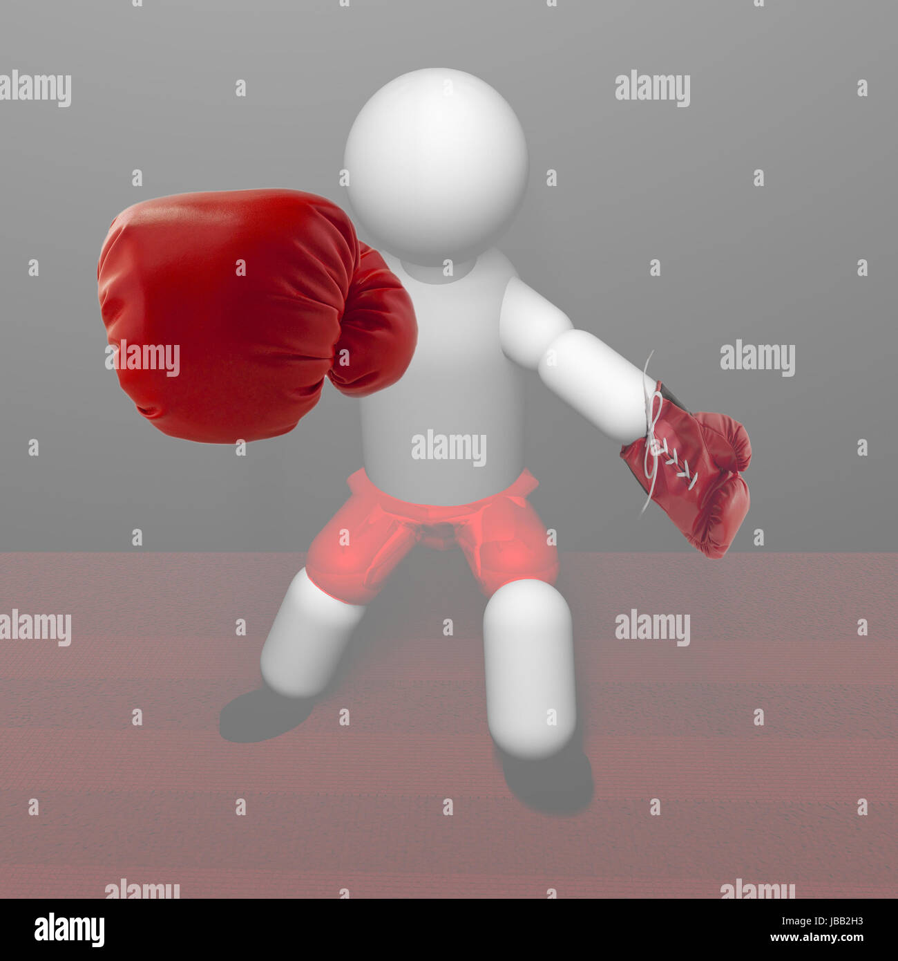 Red gloved puppet boxer in the mist, 3d render Stock Photo - Alamy