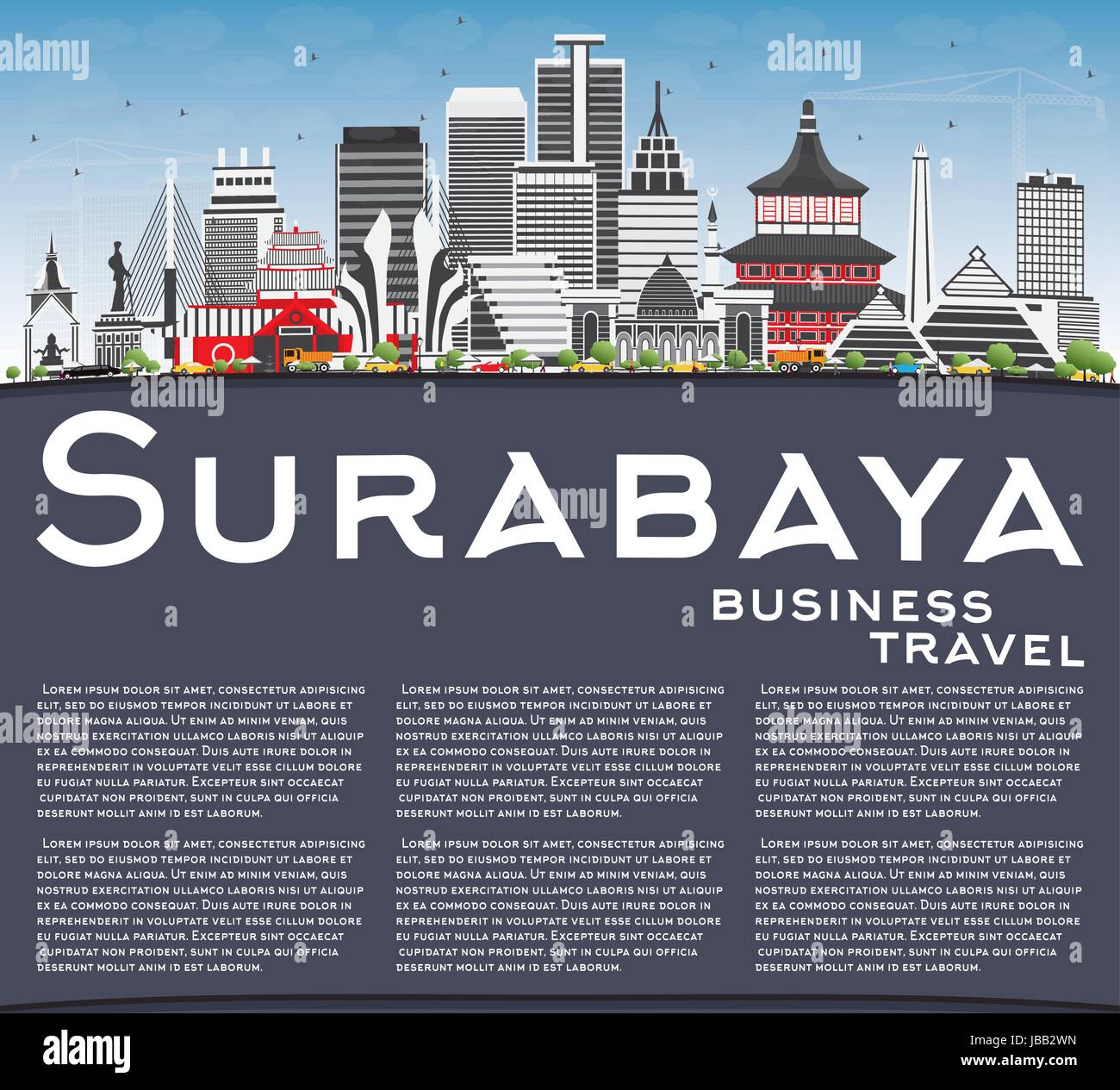Surabaya city skyline black white hi-res stock photography and images ...