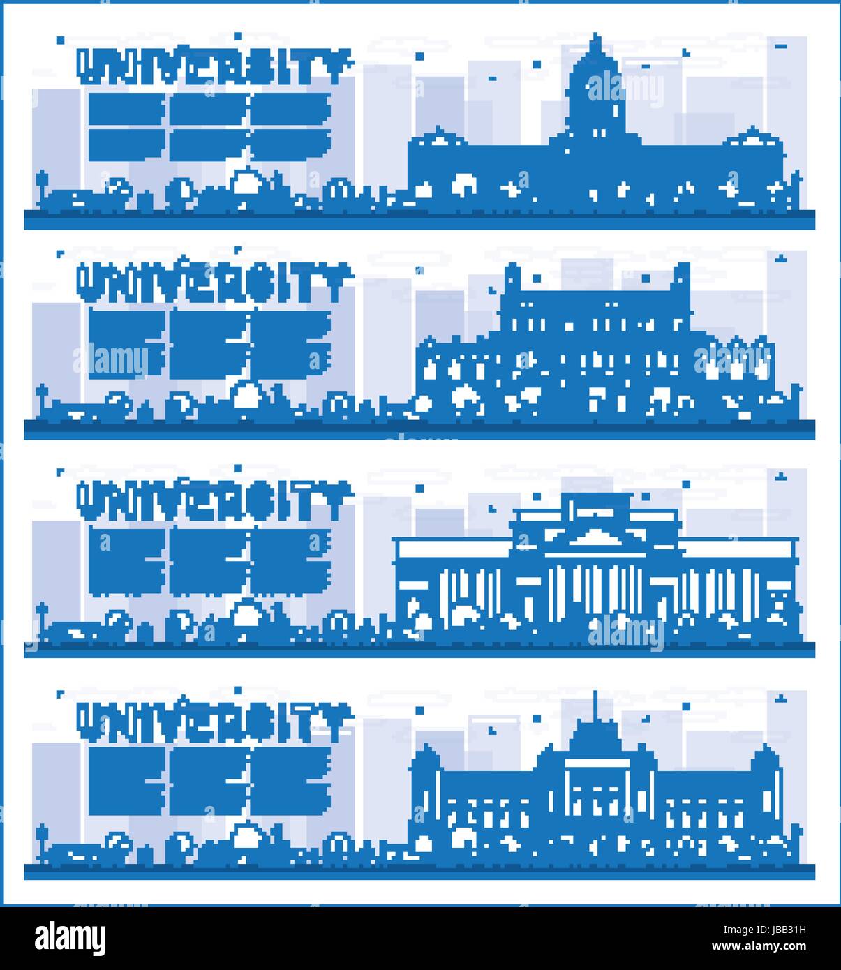 Outline Set of University Study Banners. Vector Illustration. Students ...