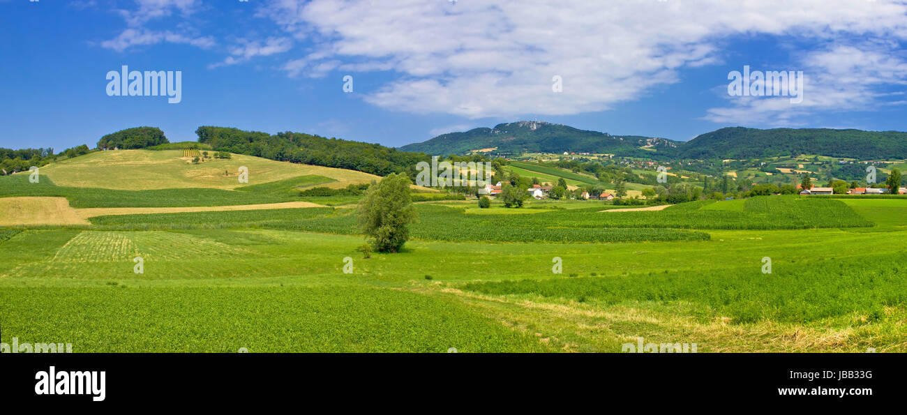 Green hills nature panoramic view, Kalnik mountain, Croatia Stock Photo ...