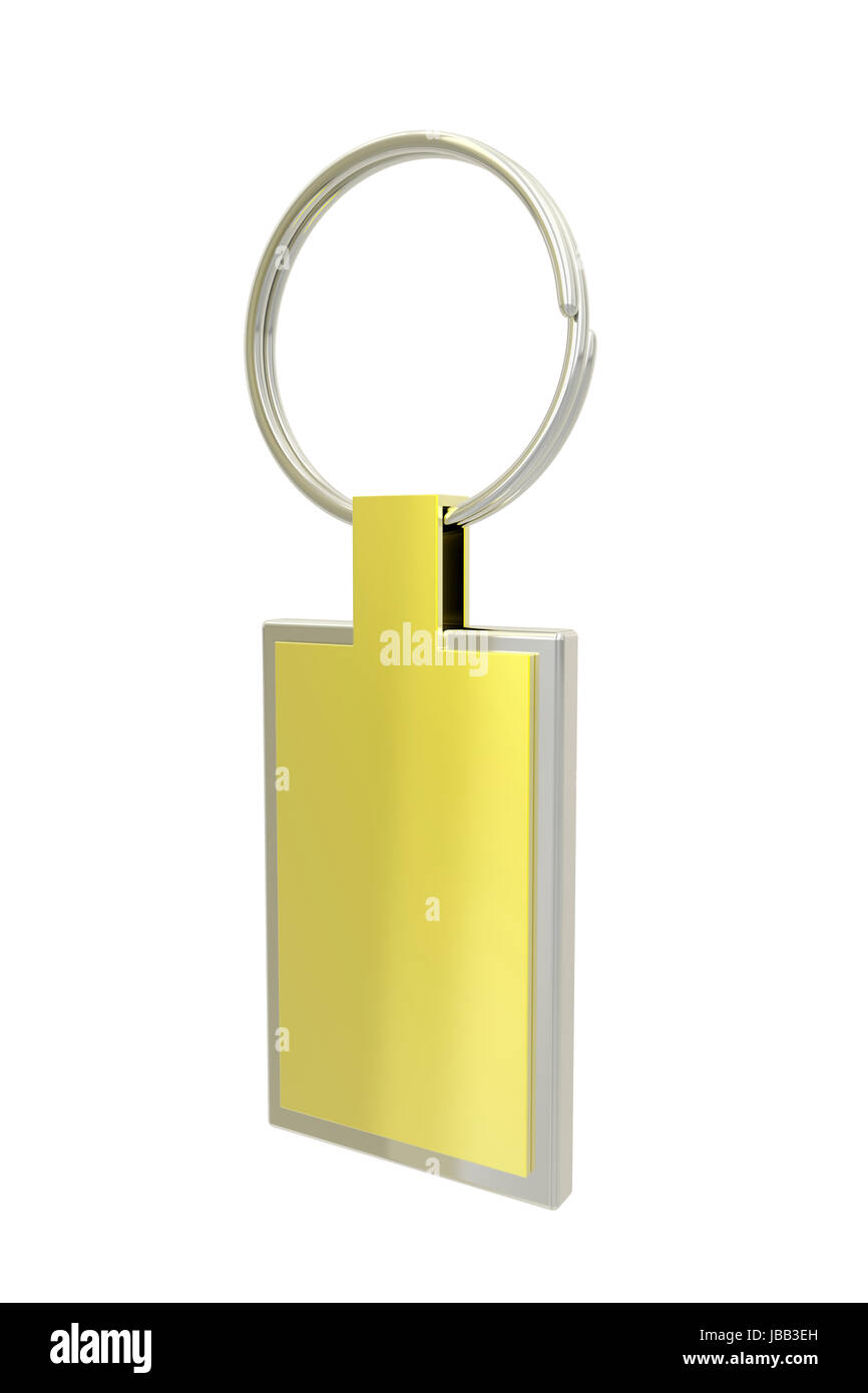 Golden key ring isolated on white background Stock Photo - Alamy