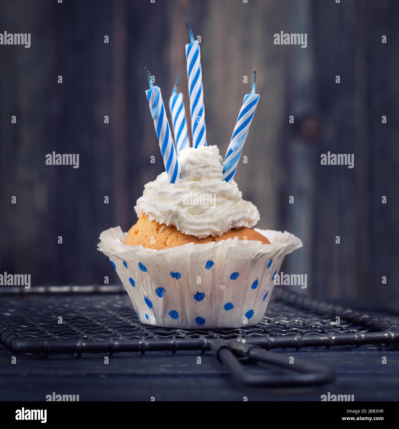 birthday muffin with candles Stock Photo - Alamy