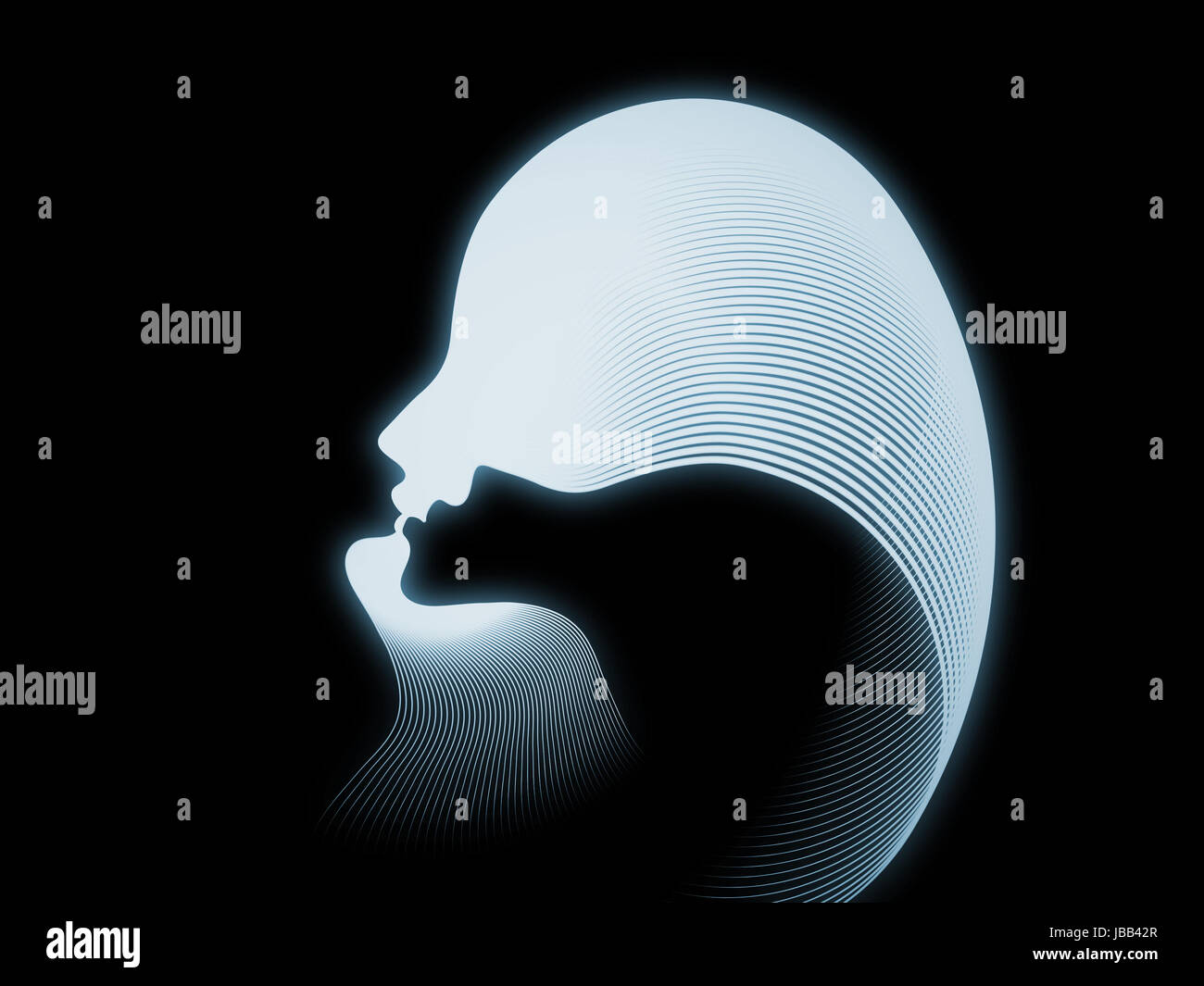 Geometry of Soul series. Arrangement of profile lines of human head on ...