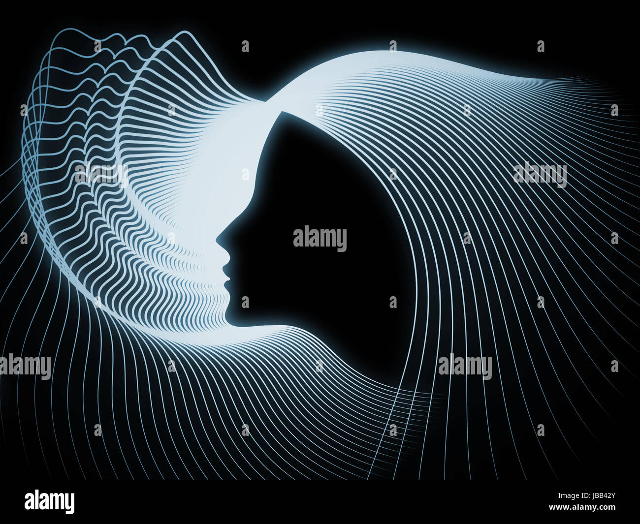 Geometry of Soul series. Composition of profile lines of human head ...