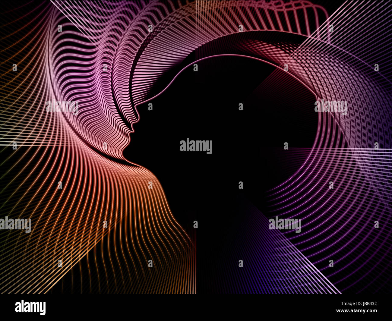Geometry of Soul series. Arrangement of profile lines of human head on ...