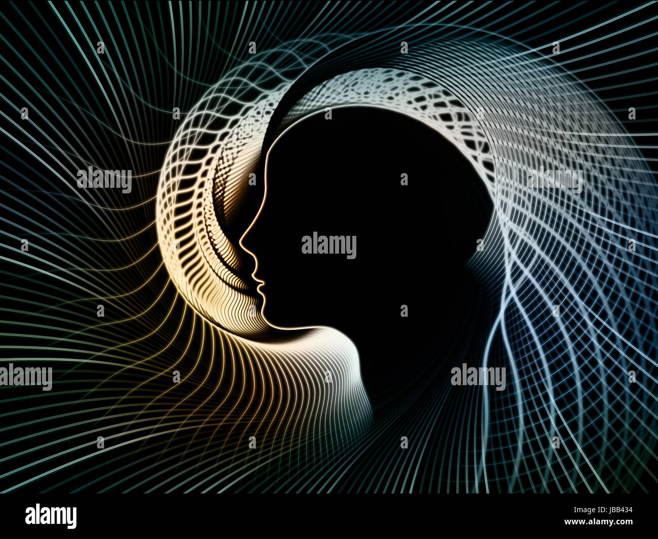 Geometry of Soul series. Graphic composition of profile lines of human ...