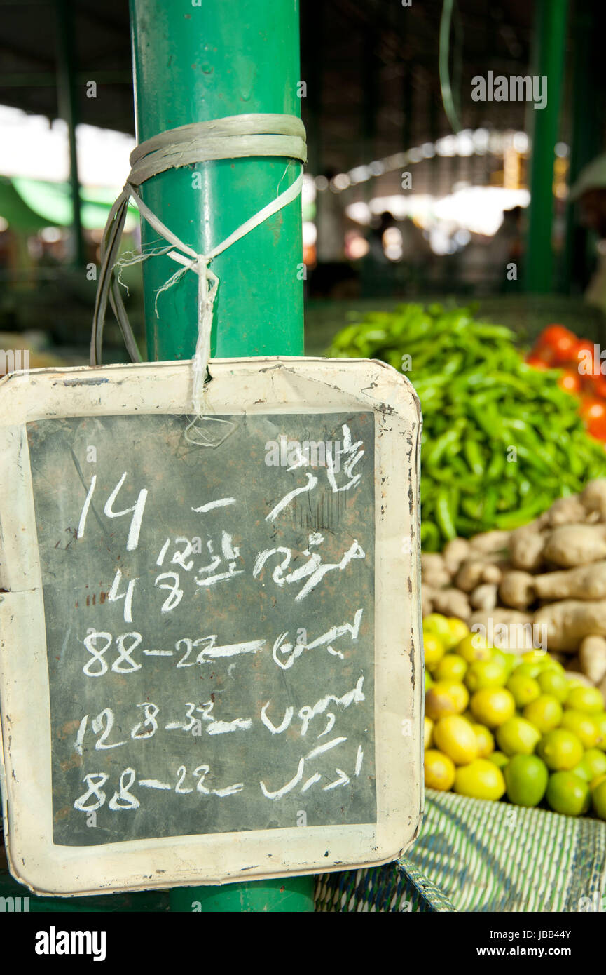 price list on the sunday market (itwar bazar) in islamabad (pakistan ...