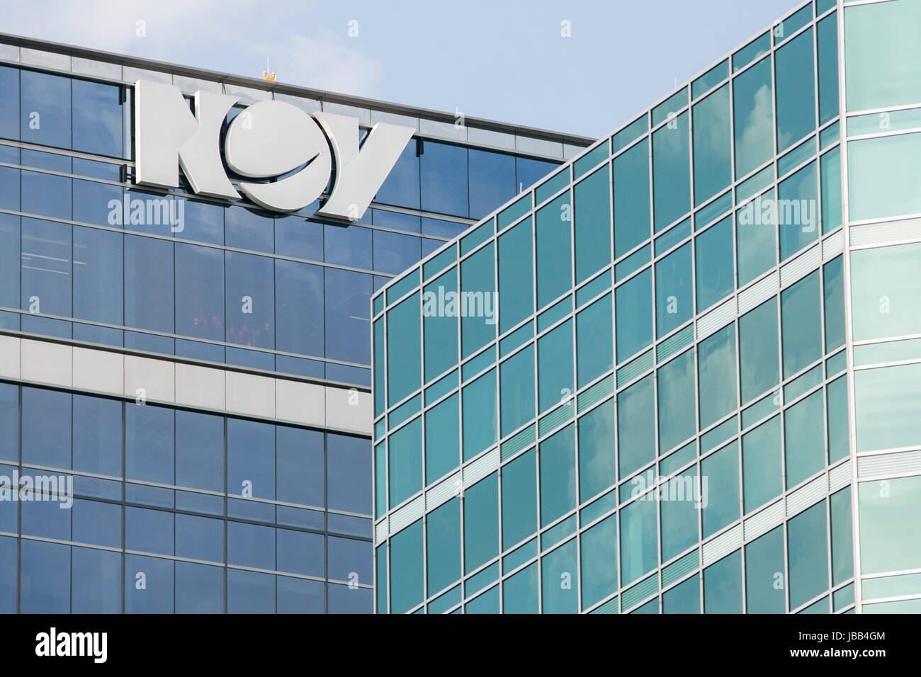 A logo sign outside of a the headquarters of National Oilwell Varco in ...
