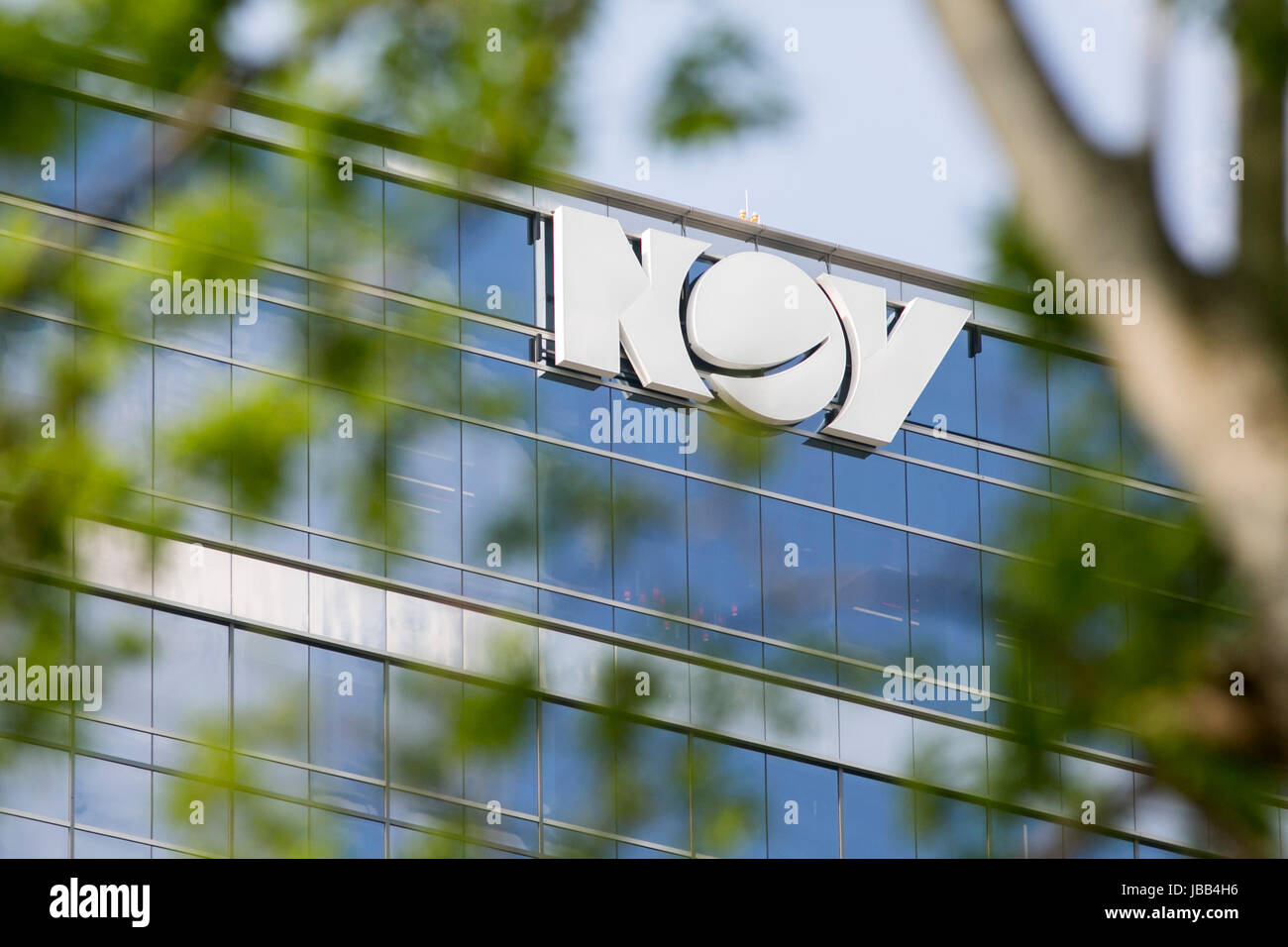 A logo sign outside of a the headquarters of National Oilwell Varco in ...