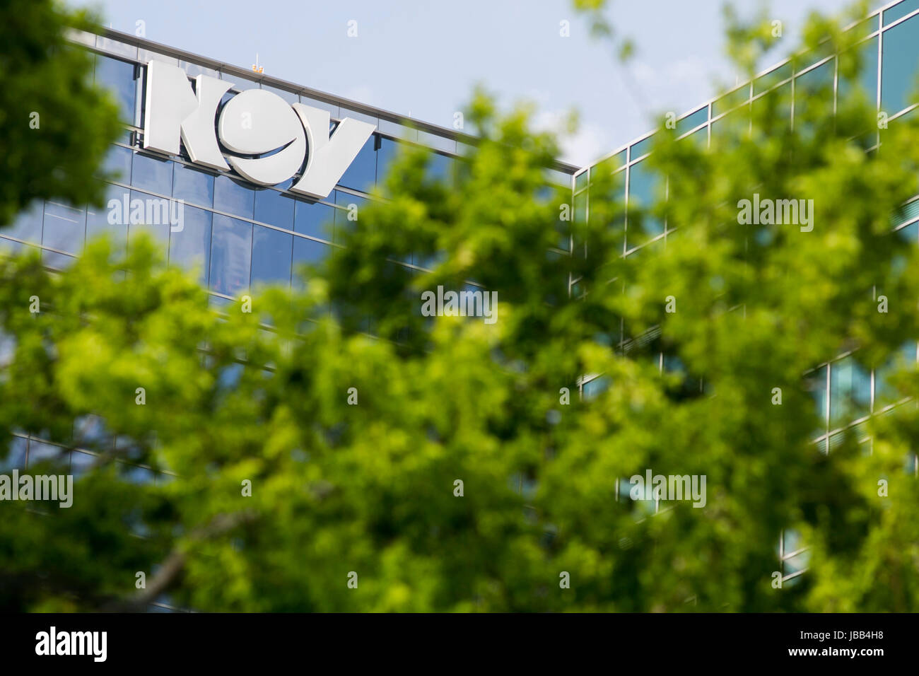 A logo sign outside of a the headquarters of National Oilwell Varco in ...