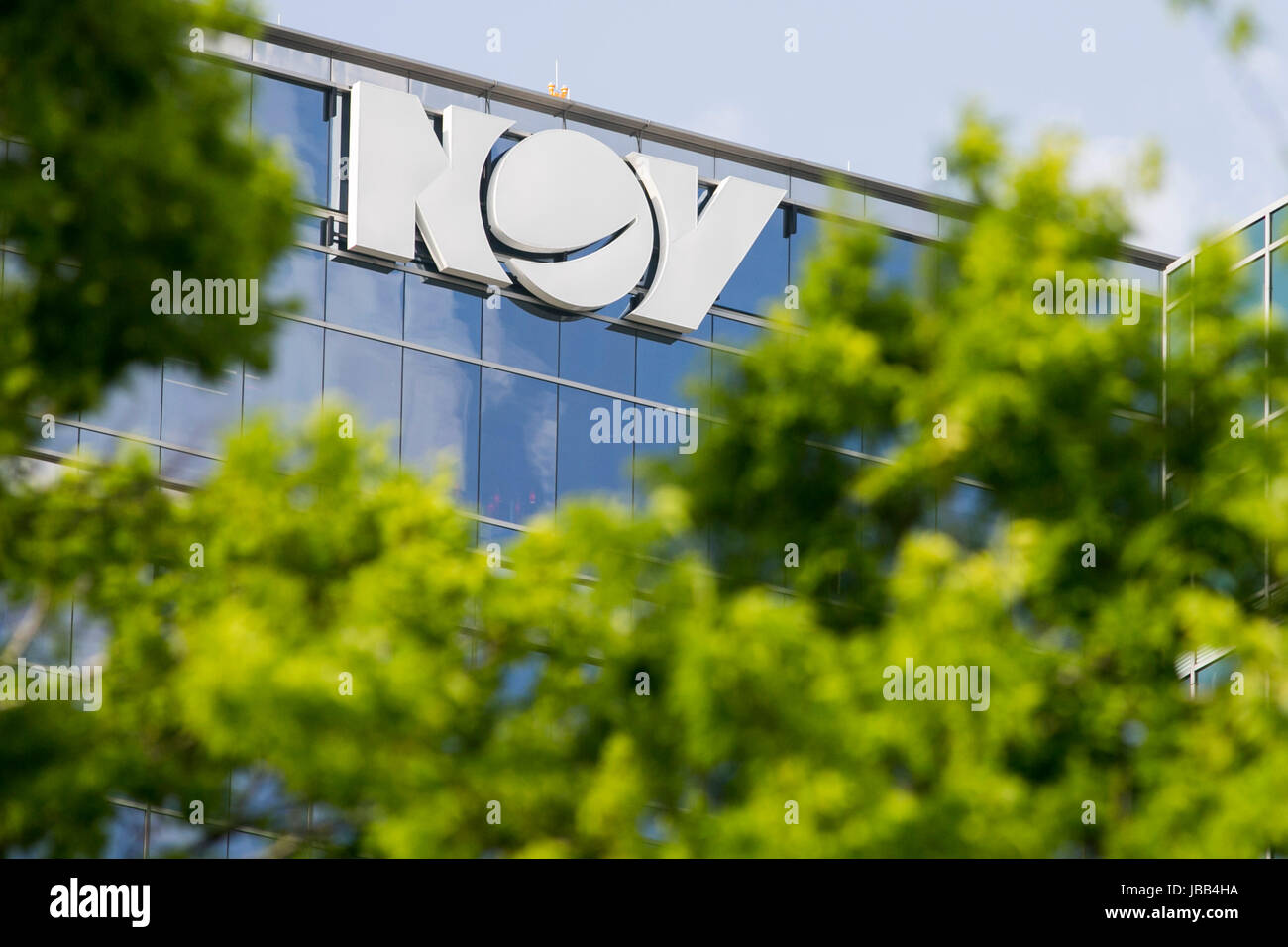 A logo sign outside of a the headquarters of National Oilwell Varco in ...