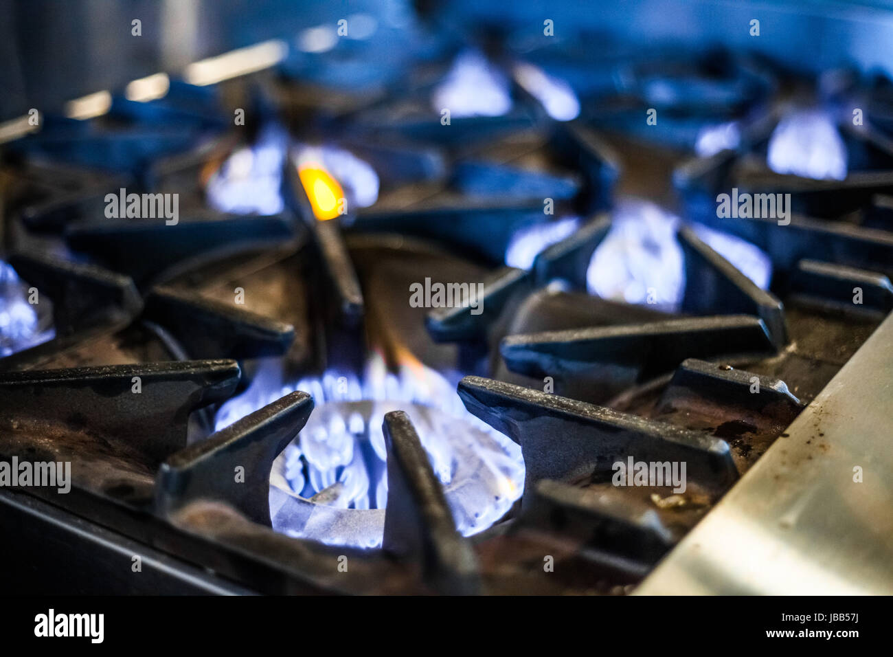Natural Gas Stove in a Restaurant Kitchen Stock Photo - Alamy