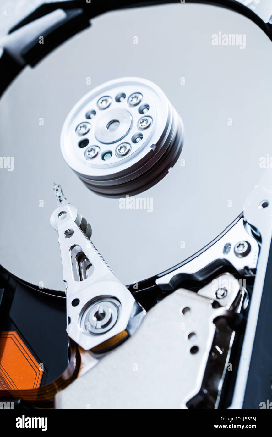 Hard Drive Mechanism and Details of the Platters, Arm and Spindle Stock ...