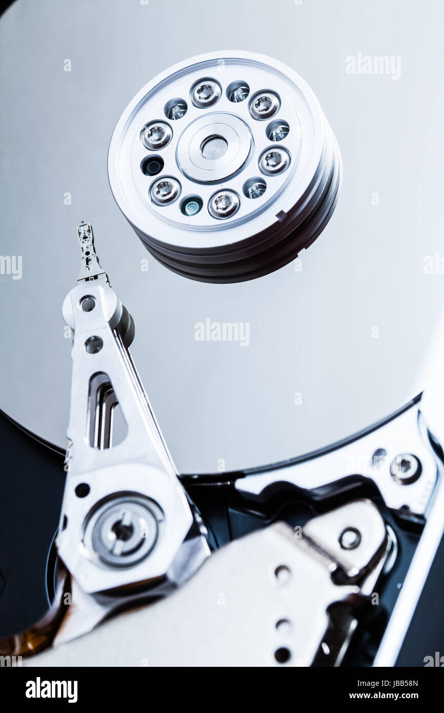 Hard Drive Mechanism and Details of the Platters, Arm and Spindle Stock ...