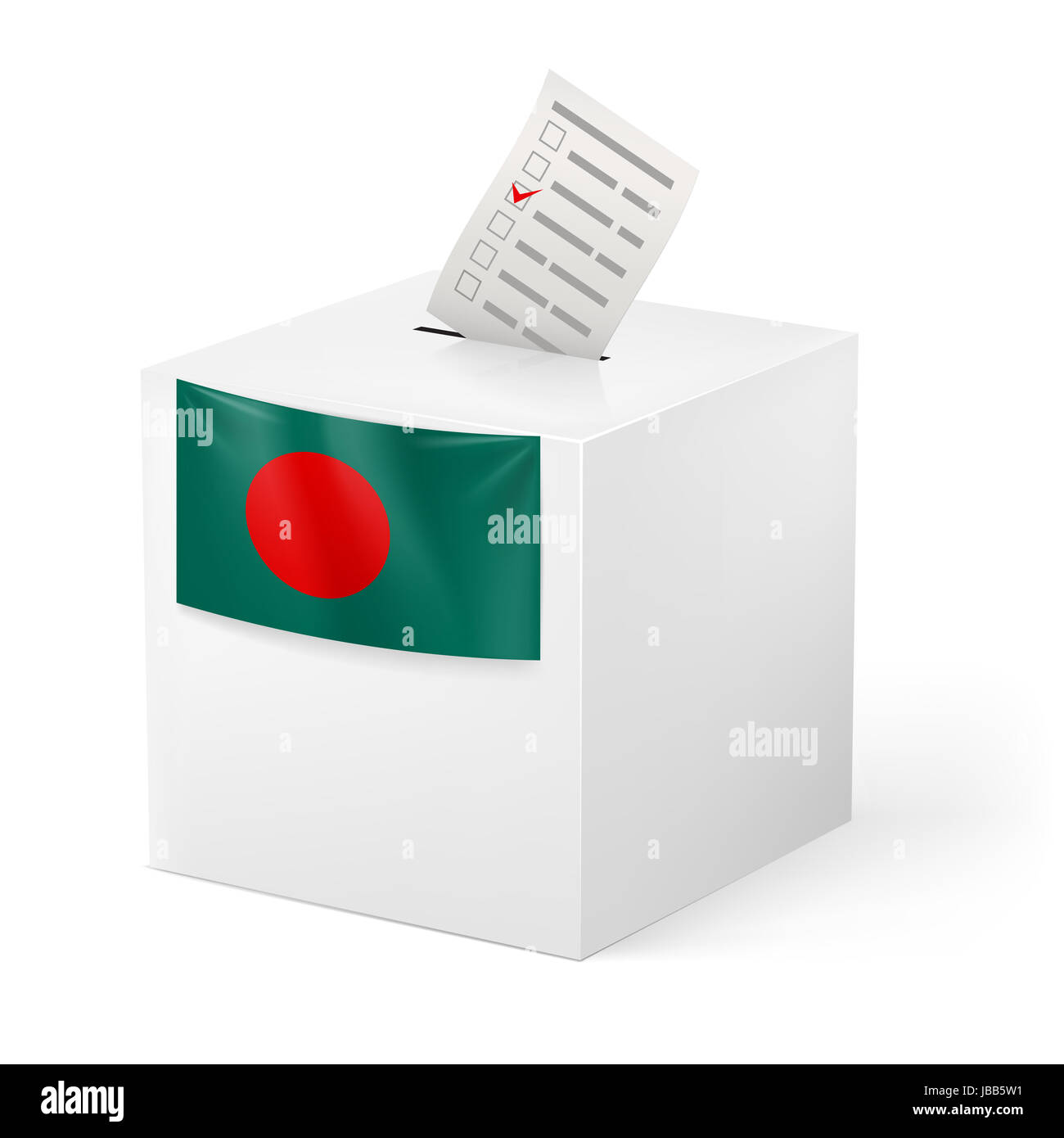 Election in Bangladesh: ballot box with voting paper on white ...
