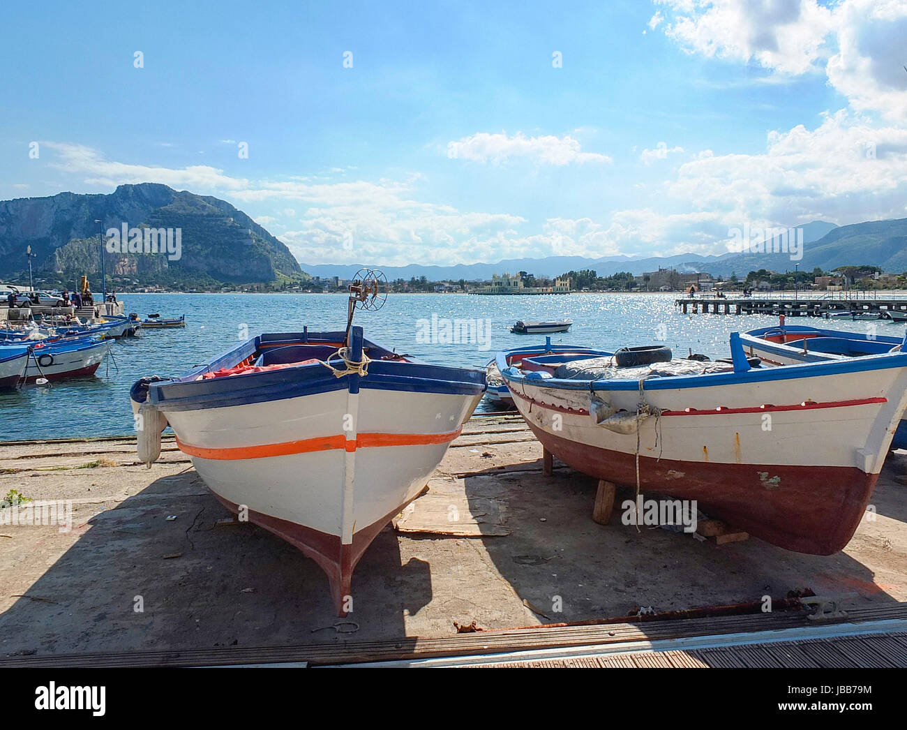 old fishing boat in palermo , italy Stock Photo - Alamy