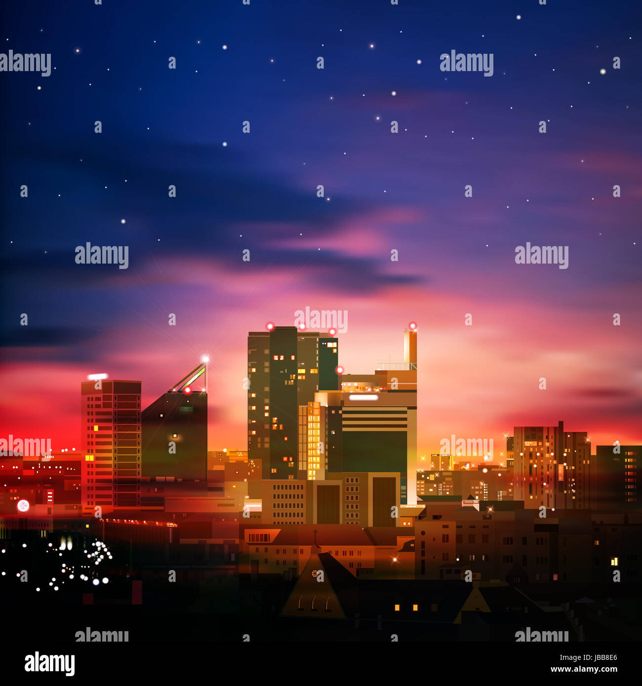 abstract nature background with city and blue sunset Stock Photo - Alamy