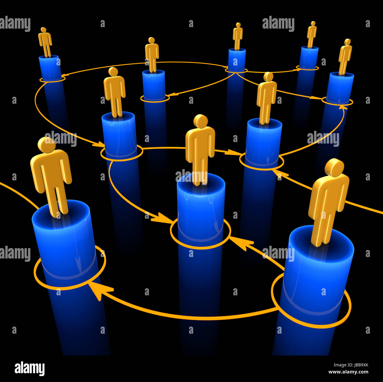 People interconnected on the concept of team, union and communication ...