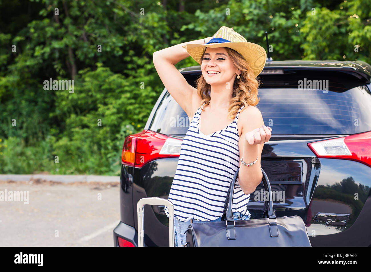 Vacation, travelling - woman ready for the travel for summer vacation ...