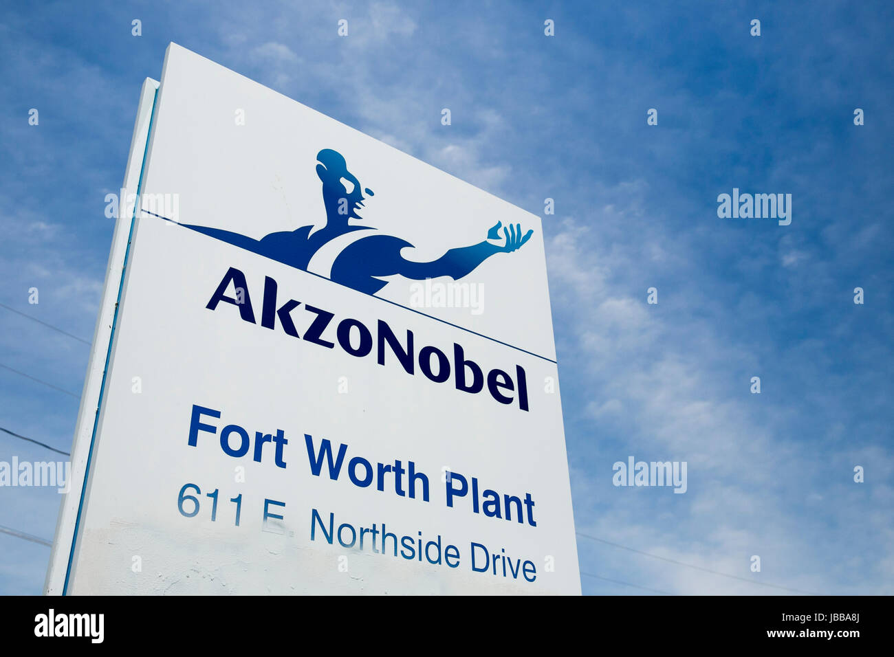 A logo sign outside of a facility occupied by AkzoNobel in Fort Worth ...