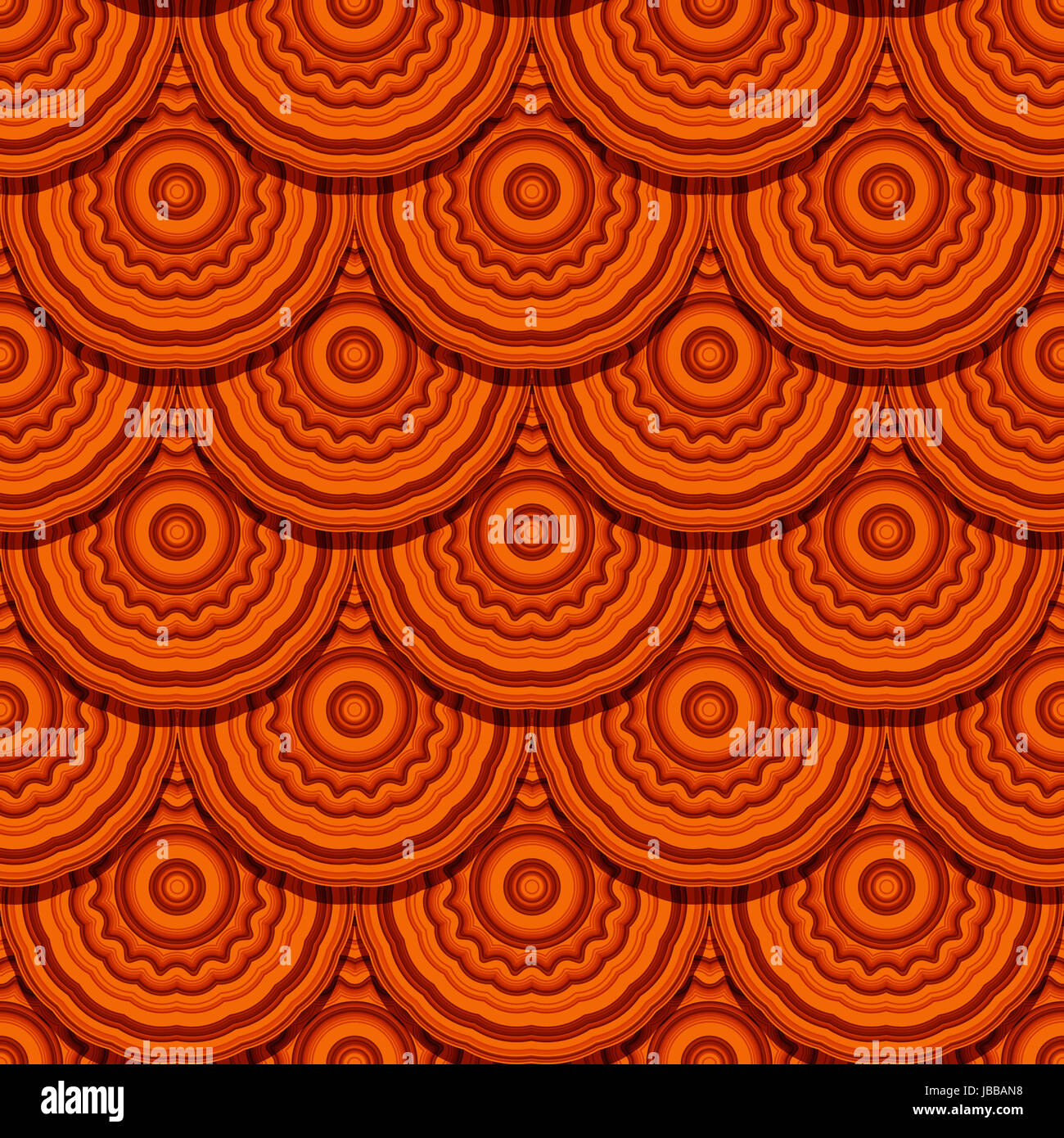 Seamless geometric pattern in "fish scale" design with round decorative ...