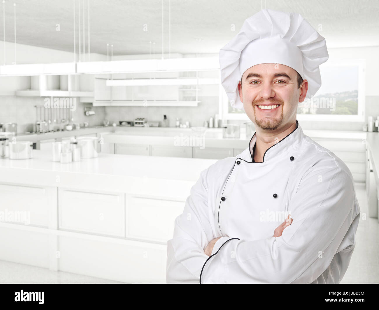 chef portrait and kitchen background Stock Photo - Alamy