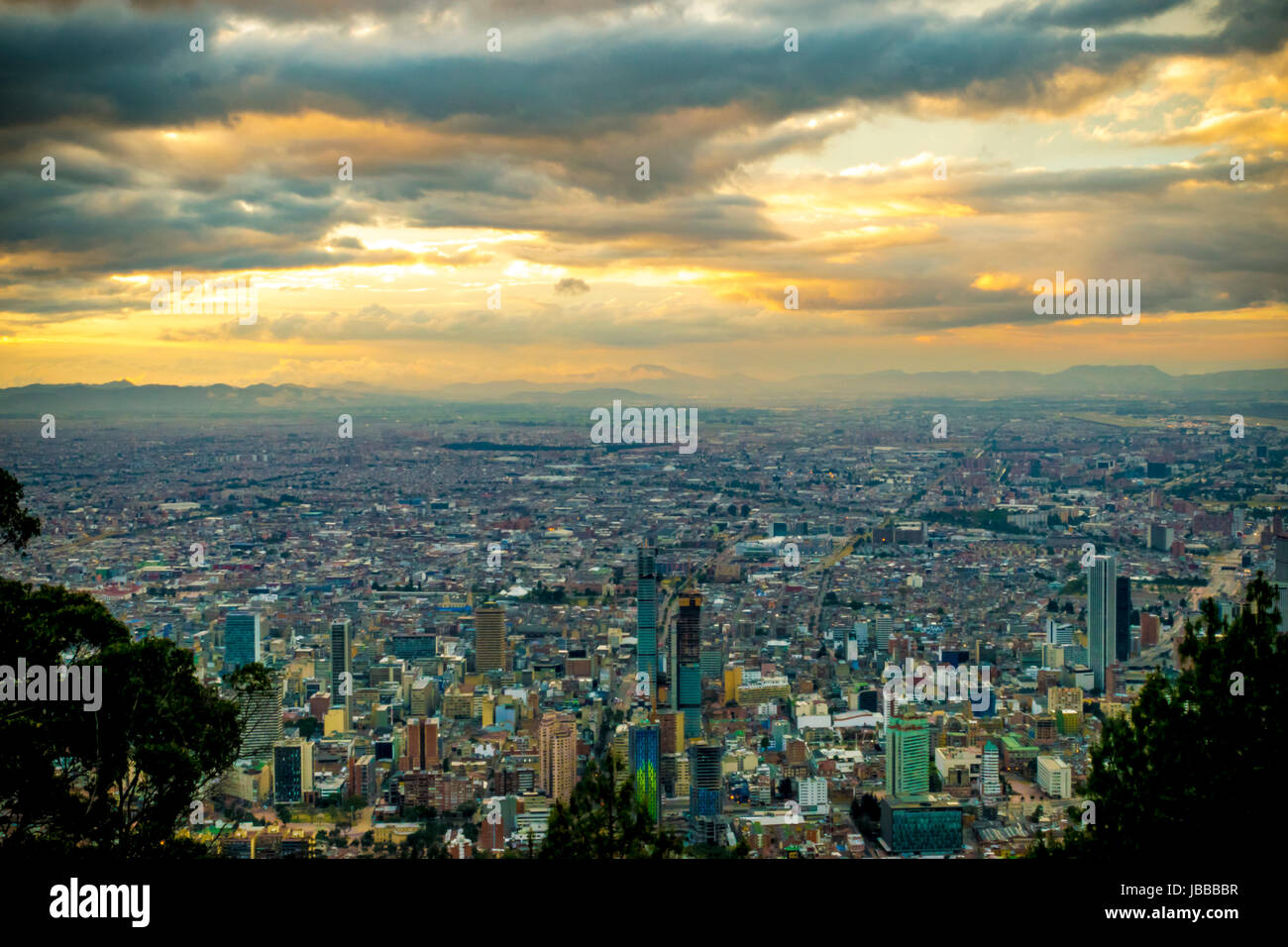 Sunset sky over Bogota city, Colombia Stock Photo - Alamy