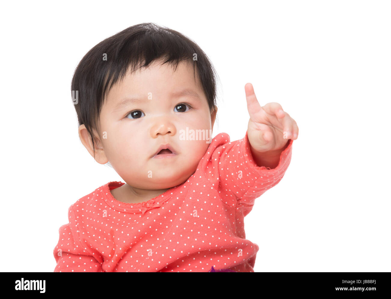 Asia baby girl finger pointing out Stock Photo - Alamy