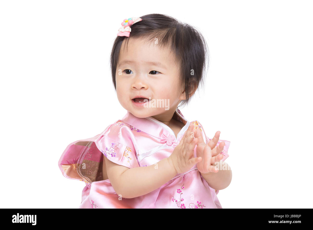 Chinese baby girl clapping hand Stock Photo - Alamy