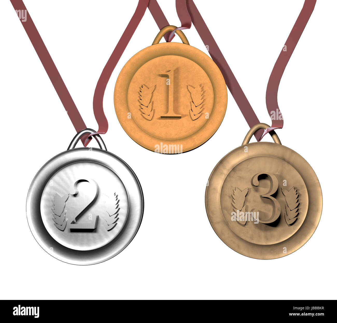 Gold, silver and bronze medals over white, 3d render Stock Photo - Alamy
