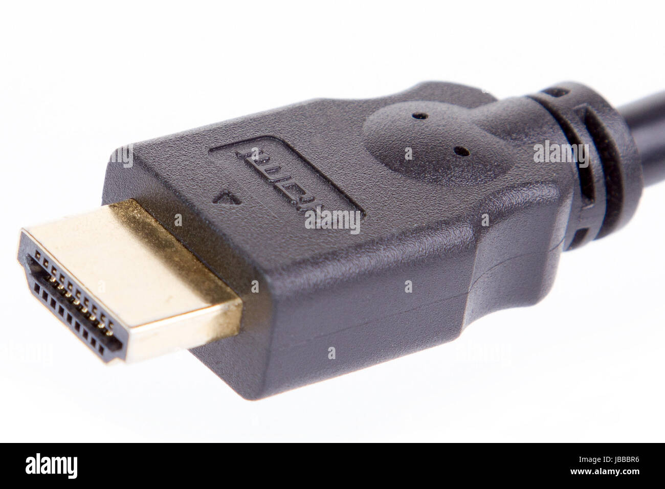 close-up of an black hdmi cable with pure white background Stock Photo ...