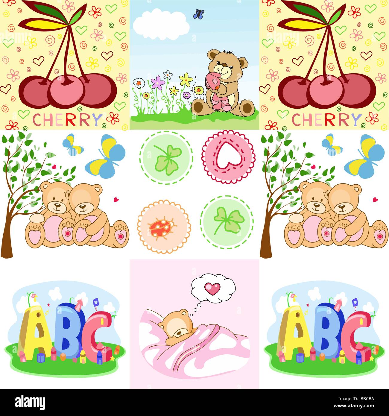 teddy bear cartoon pattern Stock Vector Image & Art - Alamy