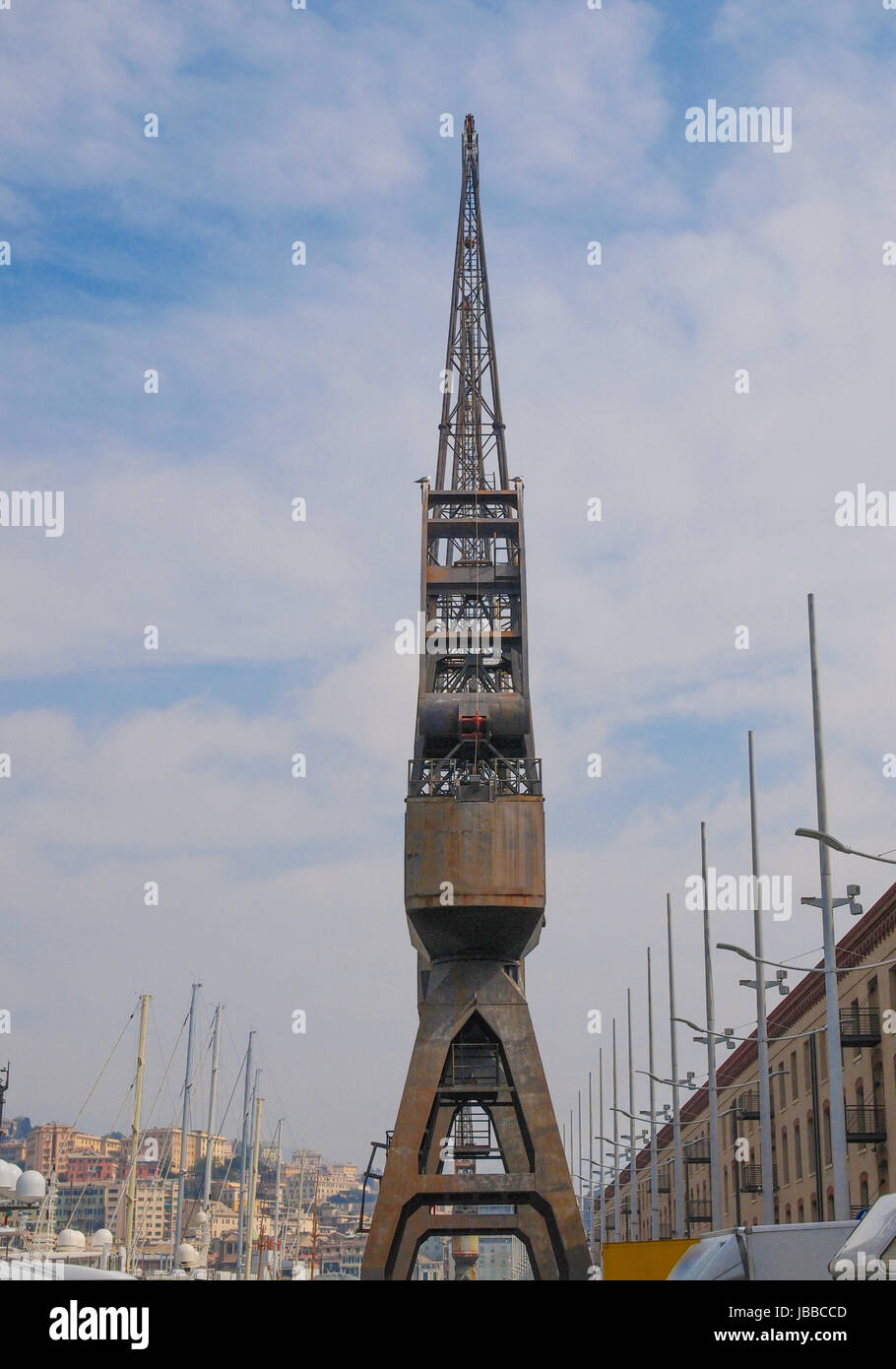 Old crane at Genoa harbour docks in Italy Stock Photo - Alamy