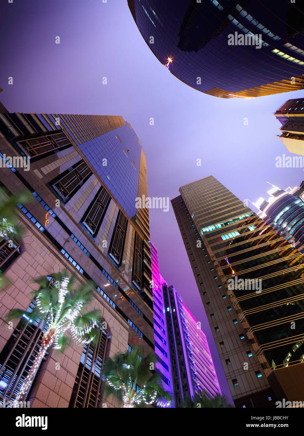 Skyscraper to sky at night Stock Photo - Alamy