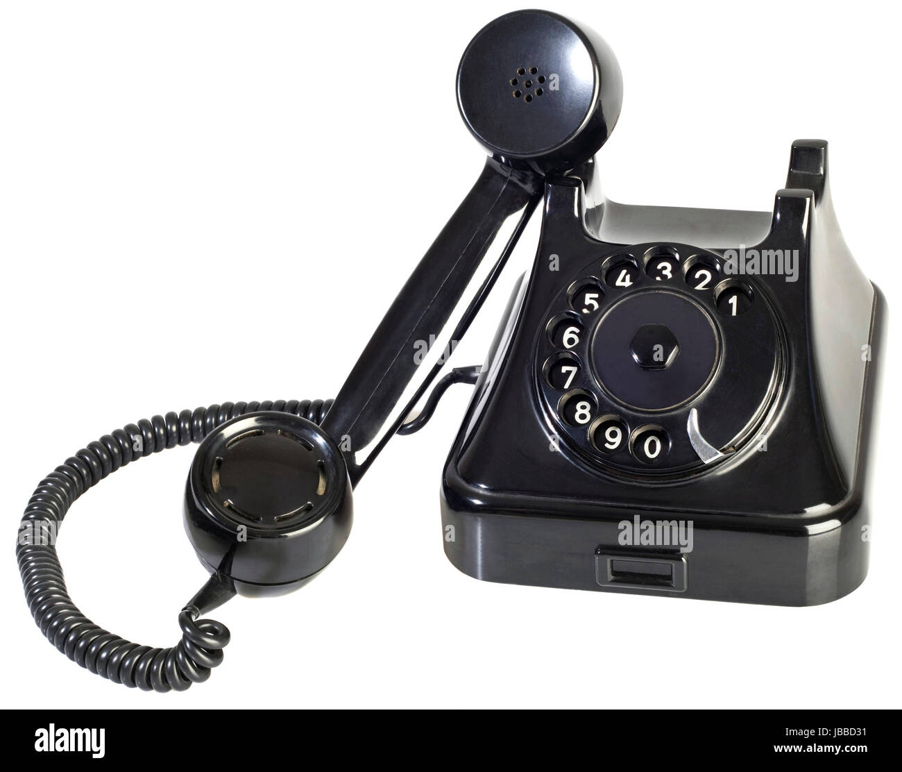 Old Black Bakelite Rotary Phone Isolated on White Background Stock ...