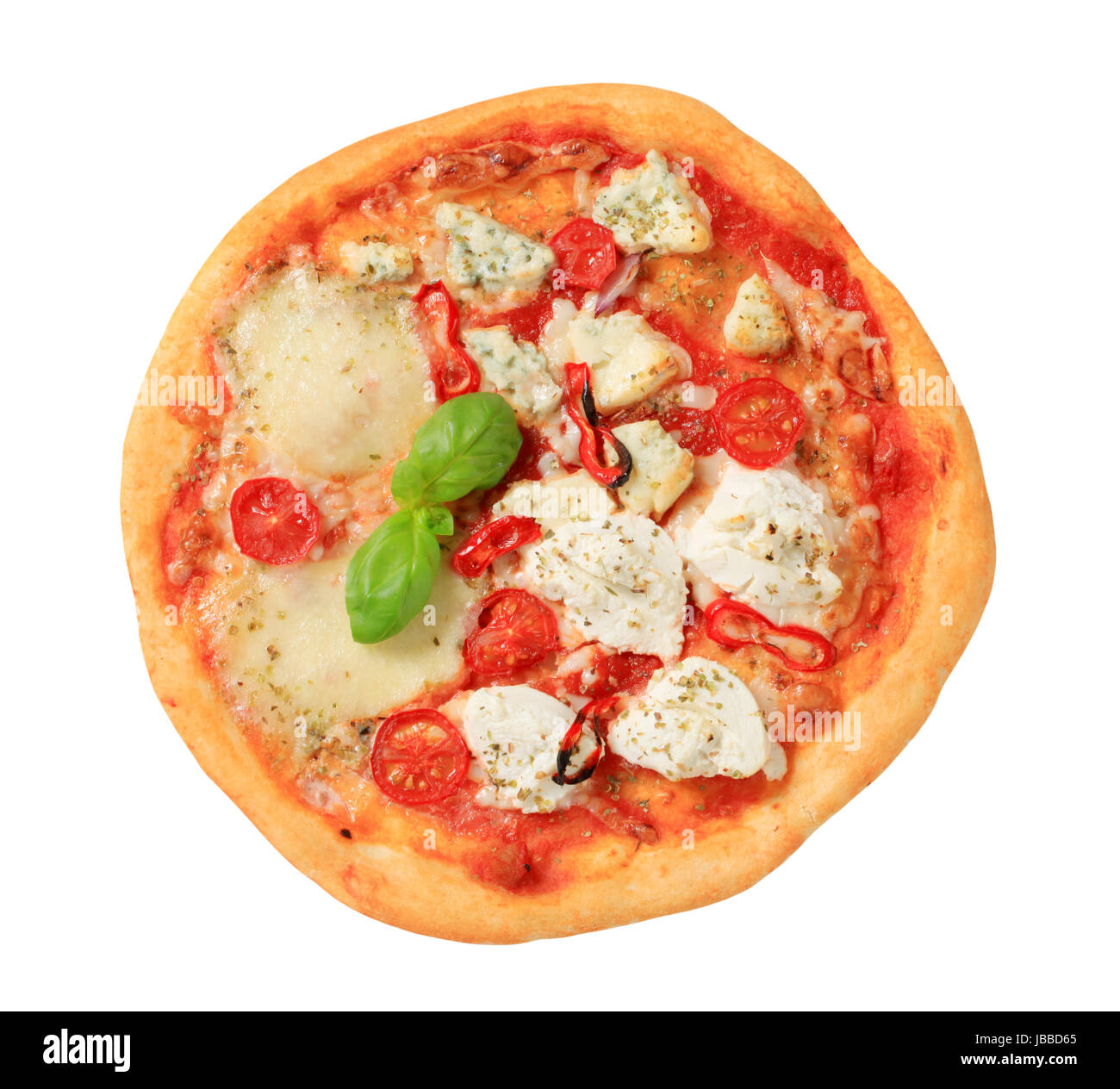 Fresh baked pizza quattro formaggi Stock Photo - Alamy