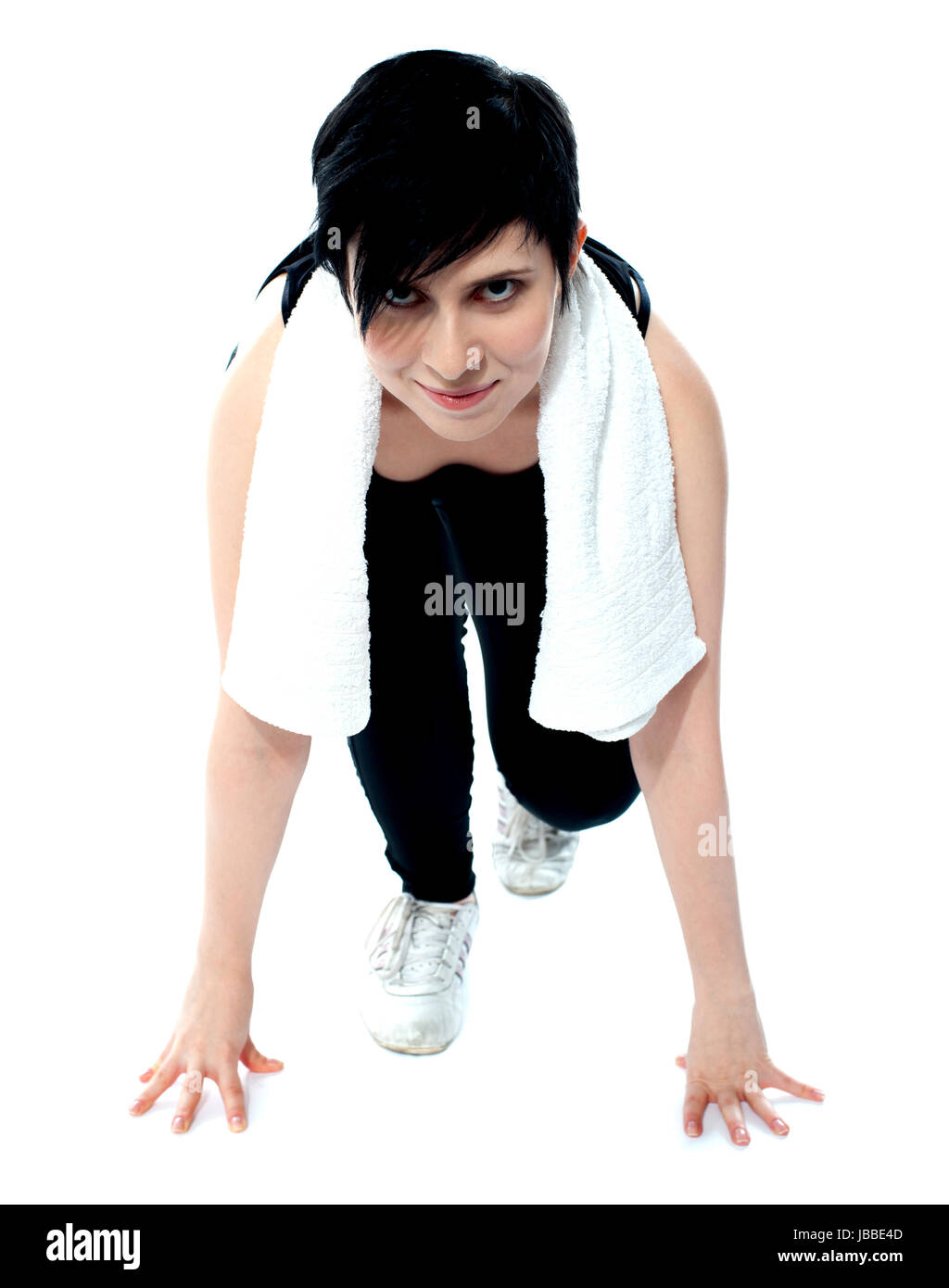 Woman crouching down isolated hi-res stock photography and images - Alamy